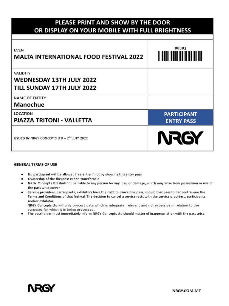 Participant Entry Pass 00002 | PDF