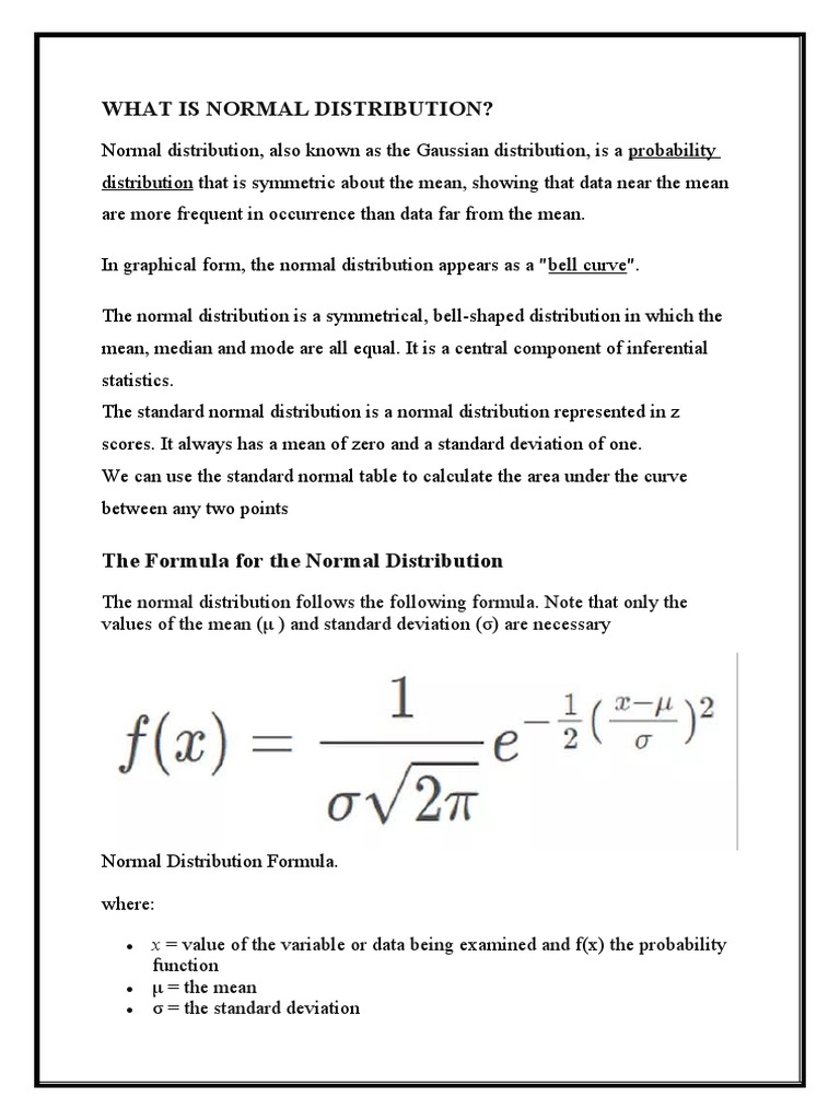 What Is Normal Distribution? | PDF | Normal Distribution | Standard ...