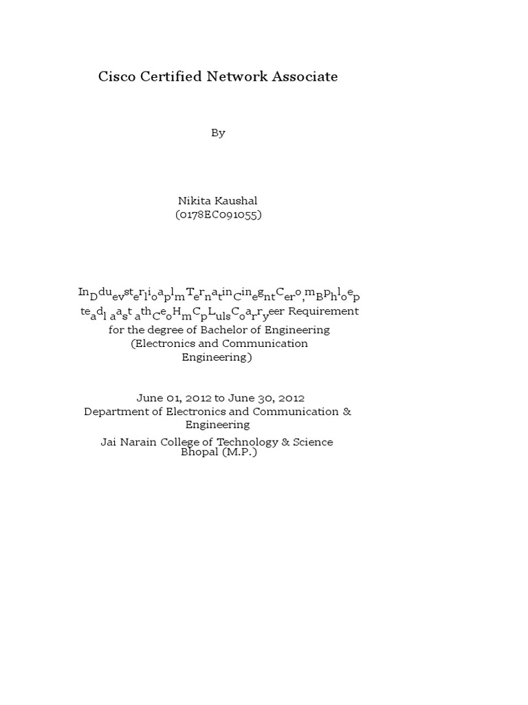 Ccna Training Report | PDF | Computer Network | Internet Protocol Suite