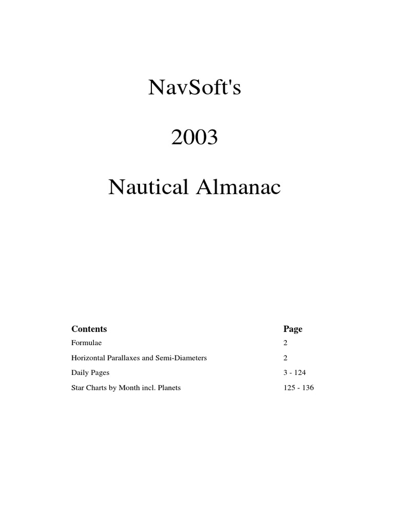 2003 Nautical Almanac | PDF | Twilight | Bodies Of The Solar System