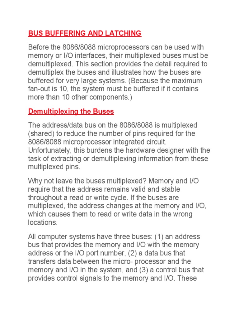 8086 Bus Buffering | PDF | Input/Output | Multiplexing
