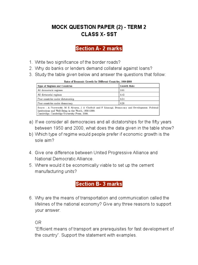 Mock Question Paper (2) - Term 2 | PDF | Multinational Corporation ...