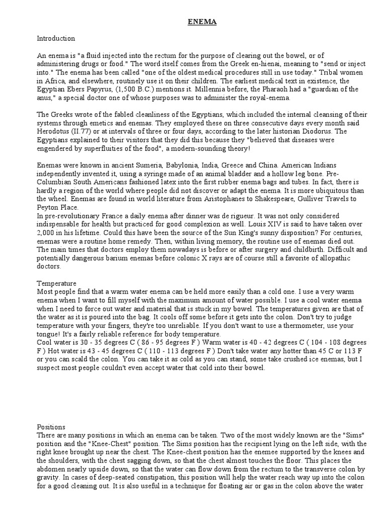 Enema Pdf Anal Sex Sodium Bicarbonate