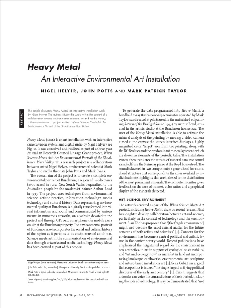 Heavy Metal - An Interactive Environmental Art Installation | Download Free PDF | Lead | Human ...