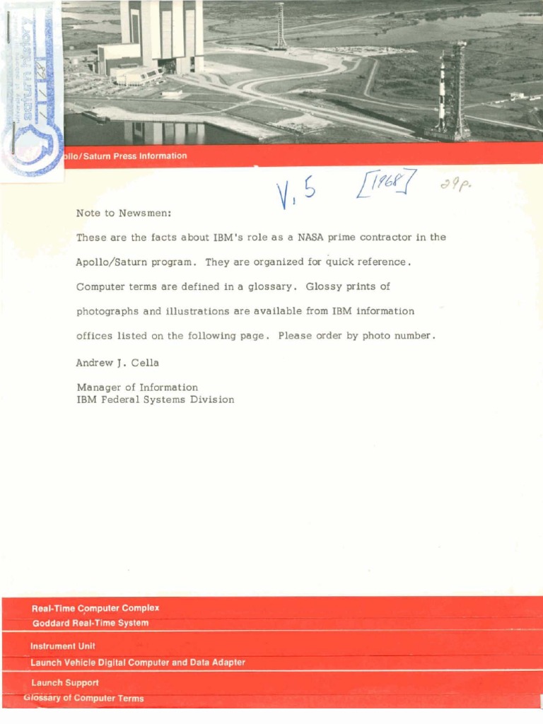 IBM Apollo Saturn Press Information | PDF | Saturn V Instrument Unit ...