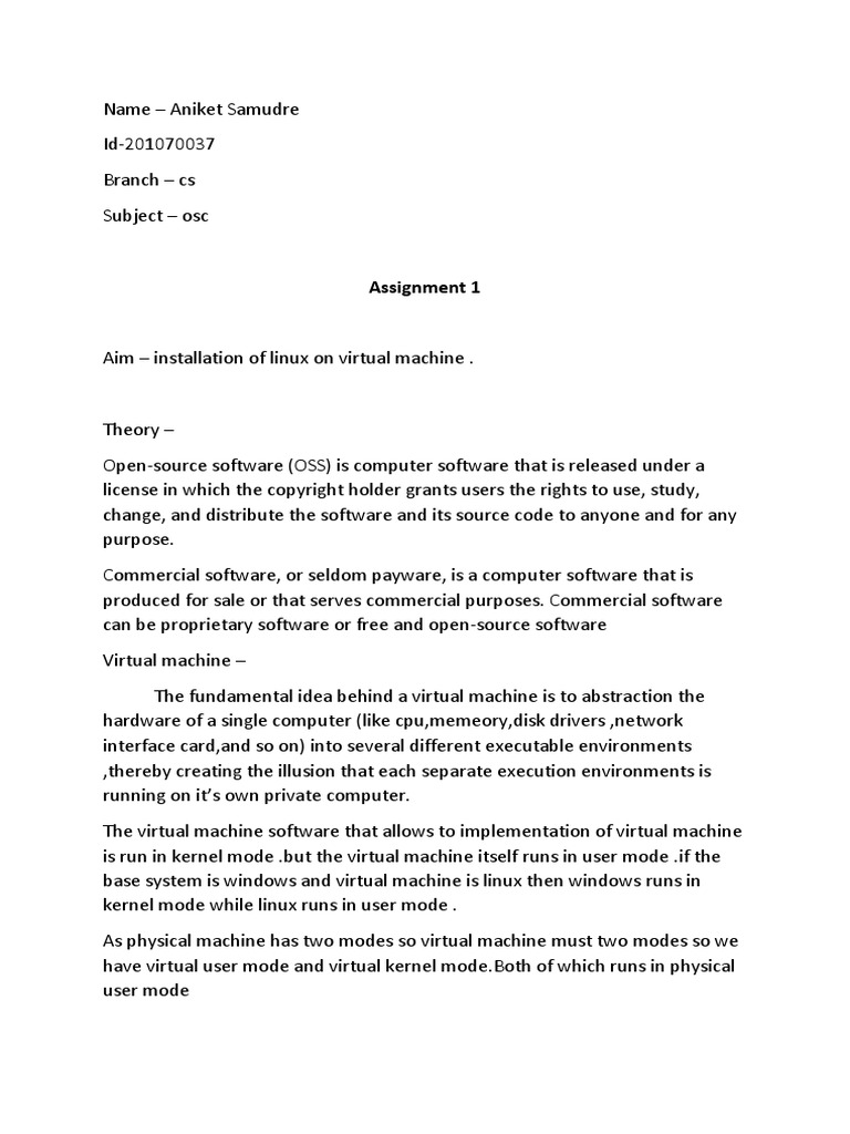 Assign 1 Installation Of Linux Pdf 