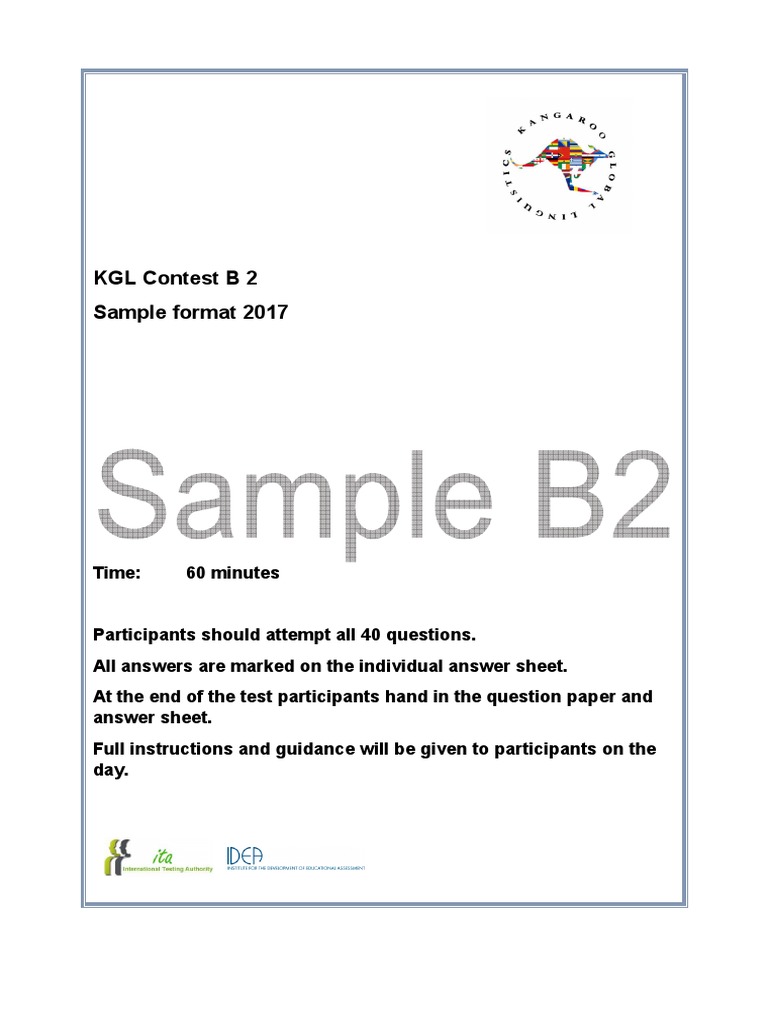 KGL Contest B 2 Sample Format 2017 | PDF | Teachers | Dogs