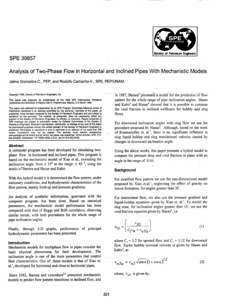 SPE 00039857 Granados Camacho Analysis of 2Ph Flow in Horizo | PDF ...