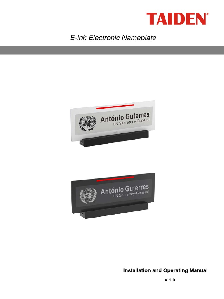 E-Ink Electronic Nameplate: Installation and Operating Manual | PDF ...