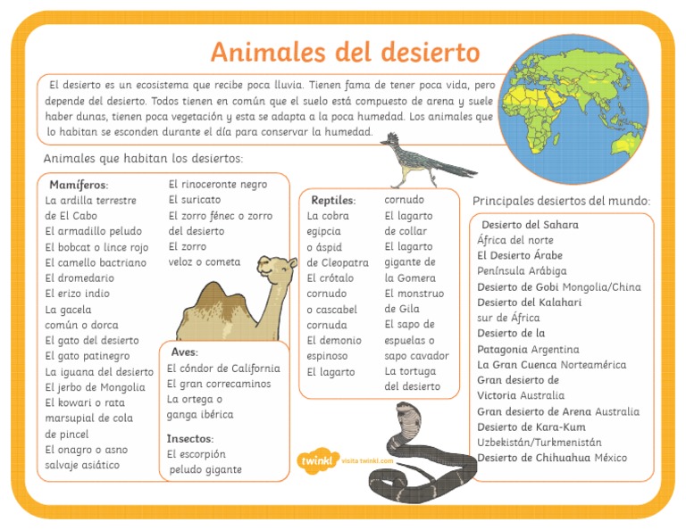 Hoja Informativa Hábitats - Los Animales Del Desierto | PDF | Desierto ...