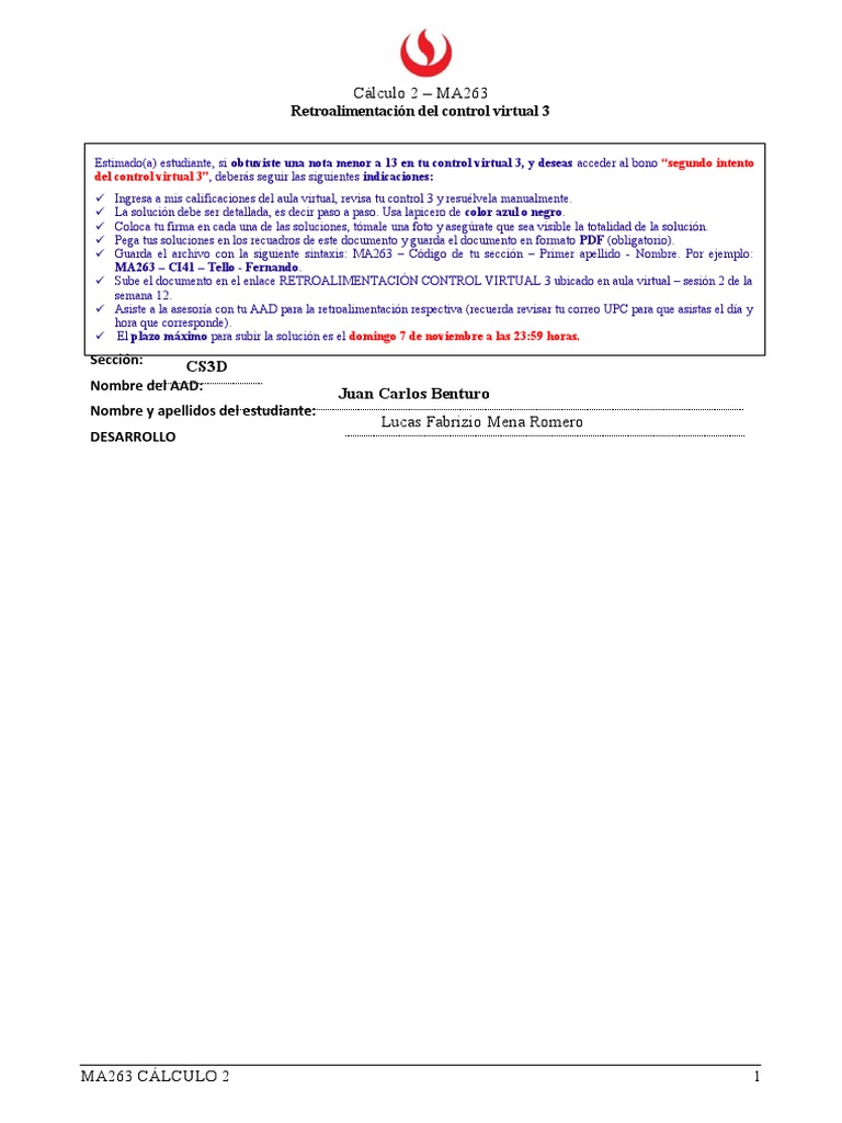 Calculo2 Rcontrol 3 | PDF