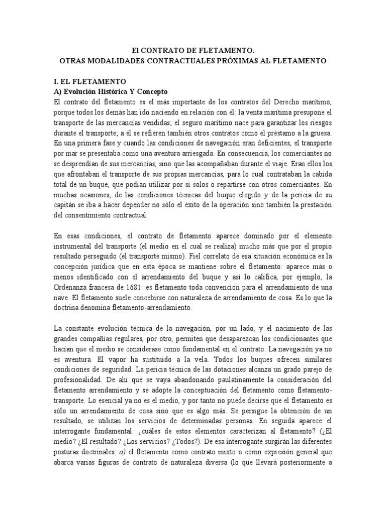 El CONTRATO DE FLETAMENTO | PDF | Póliza de seguros | Guía de carga