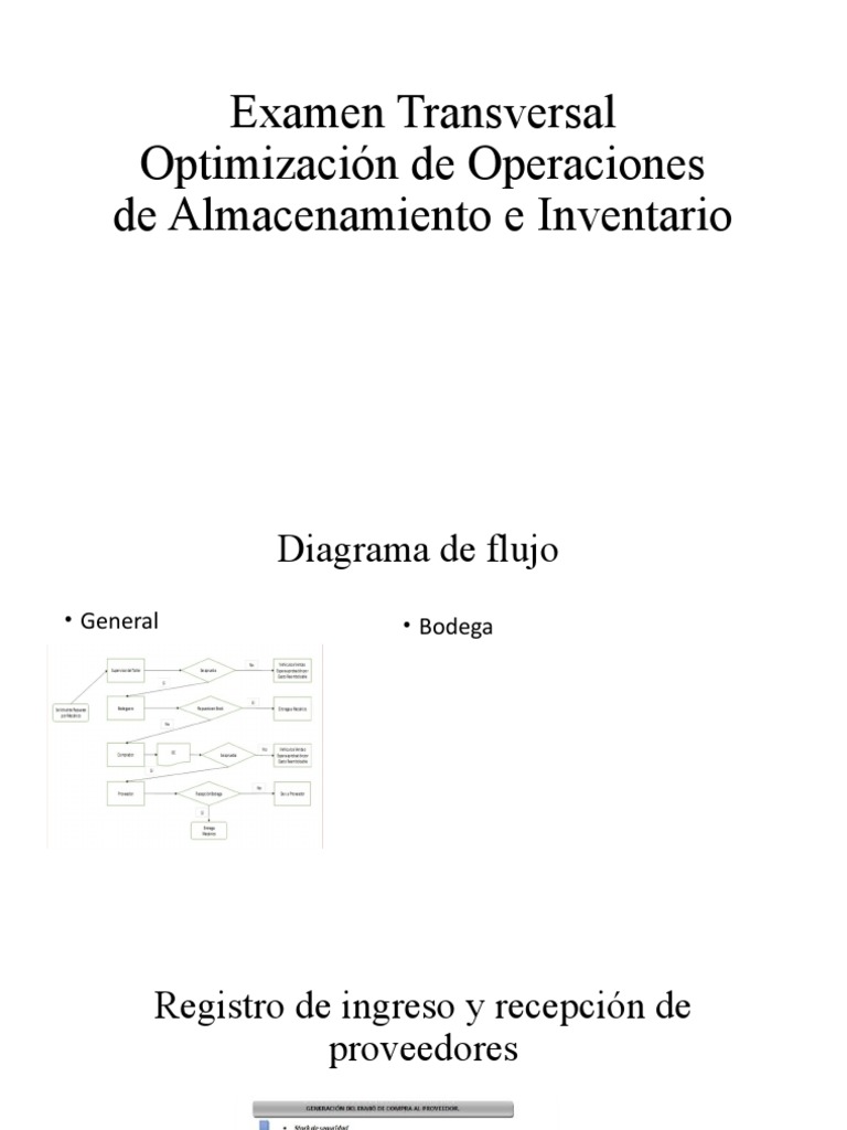 Examen Transversal Optimización de Operaciones de Almacenamiento e | PDF