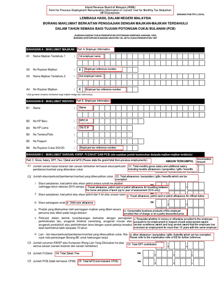 Borang TP3 (2010) - Guide | PDF