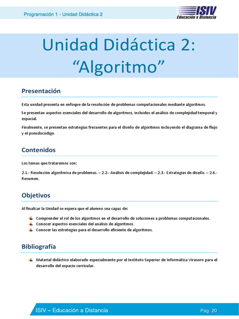 Unidad Didáctica 2 - Algoritmo | PDF | Algoritmos | Teoría de la complejidad computacional
