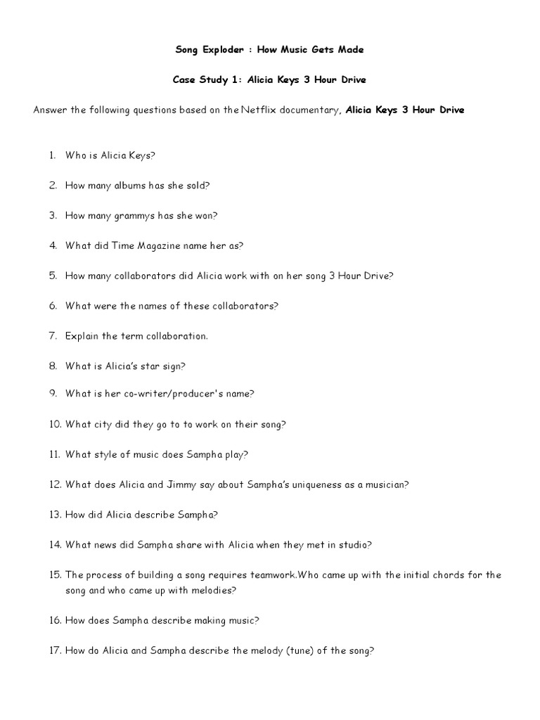 Song Exploder Alicia Keys Answers | PDF | Music Industry | Albums
