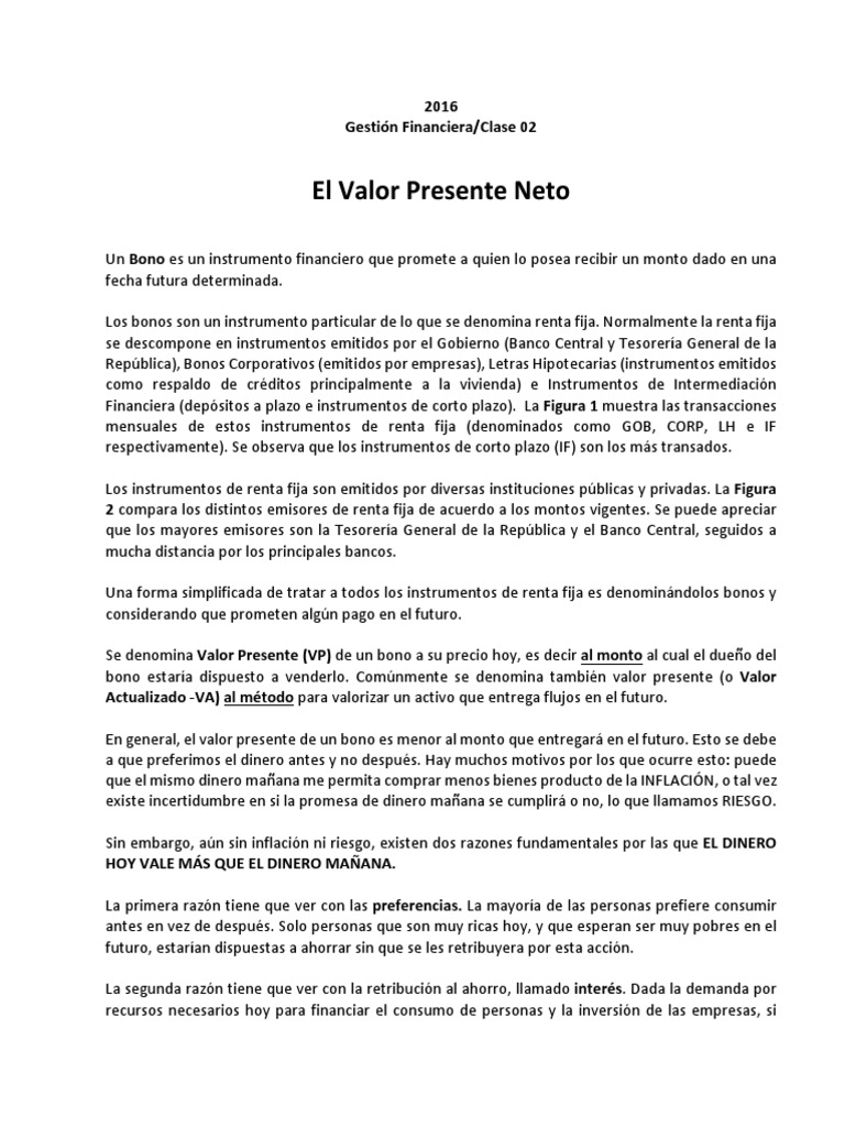 El Valor Presente Neto | PDF | Macroeconómica | Economía matemática