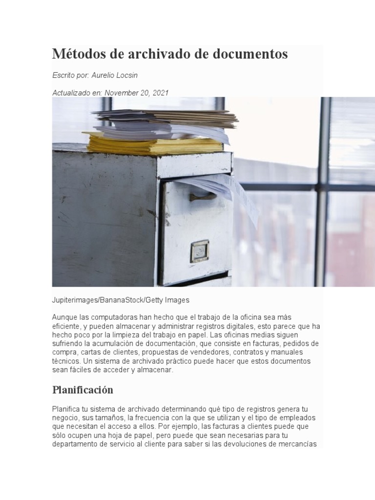 Métodos de Archivado de Documentos | PDF | Archivo de computadora ...