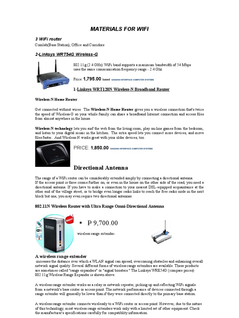 WiFi Router Materials | PDF | Ieee 802.11 | Wi Fi