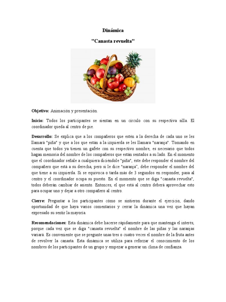 Dinámica "Canasta Revuelta" para Equipos | PDF