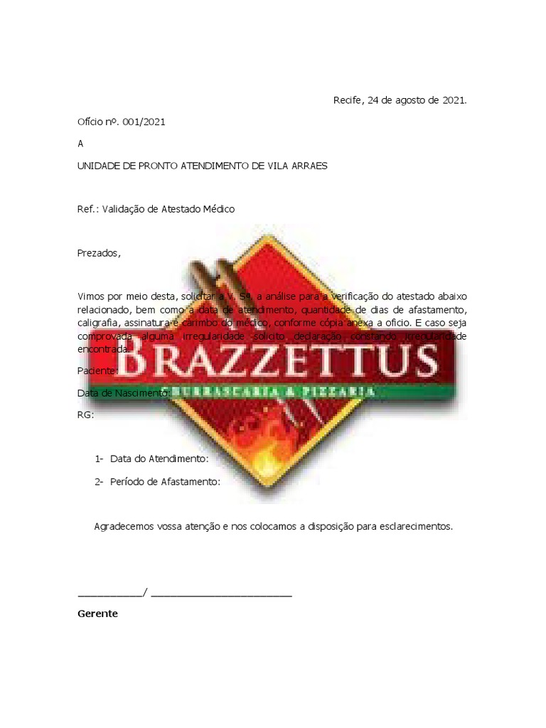 Modelo De Requerimento De Veracidade De Atestado Medico