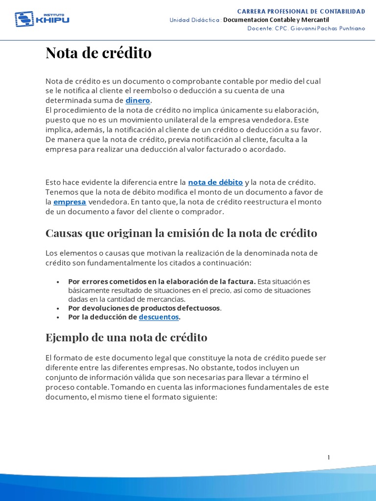 Clase Nota de Credito | PDF | Contabilidad | Economias