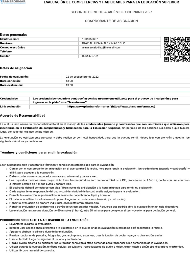 Comprobante de Asignacion | Descargar gratis PDF | Contraseña | Software de la aplicacion