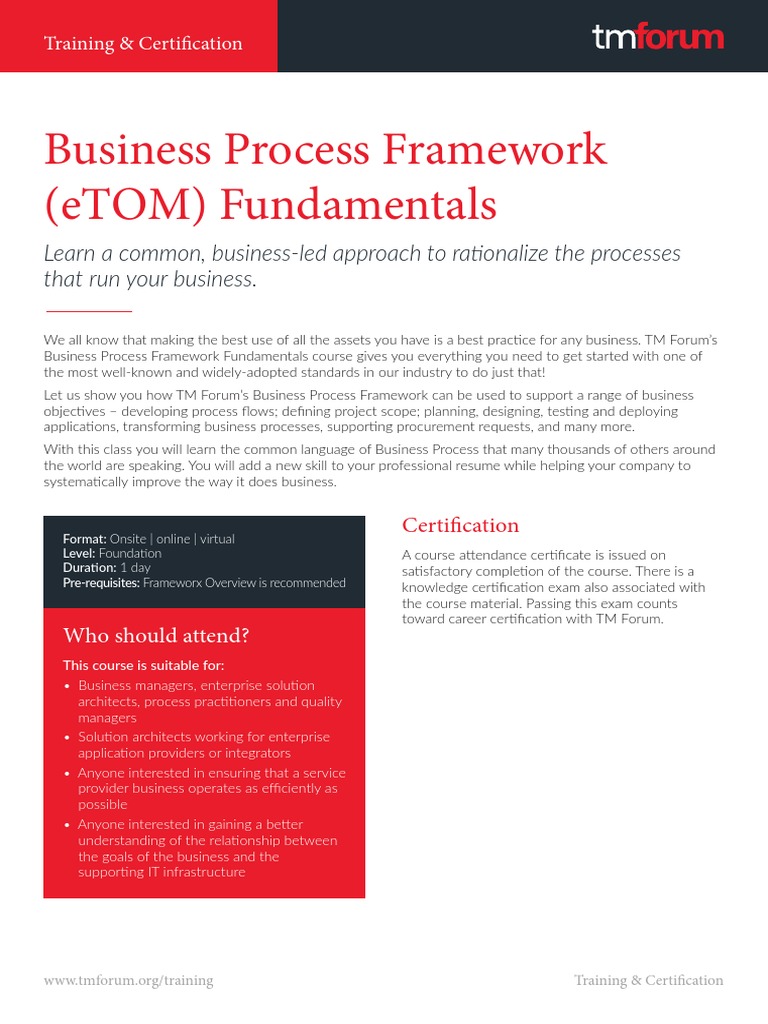 eTOM Business Process Framework Fundamentals | PDF | Business Process | Business