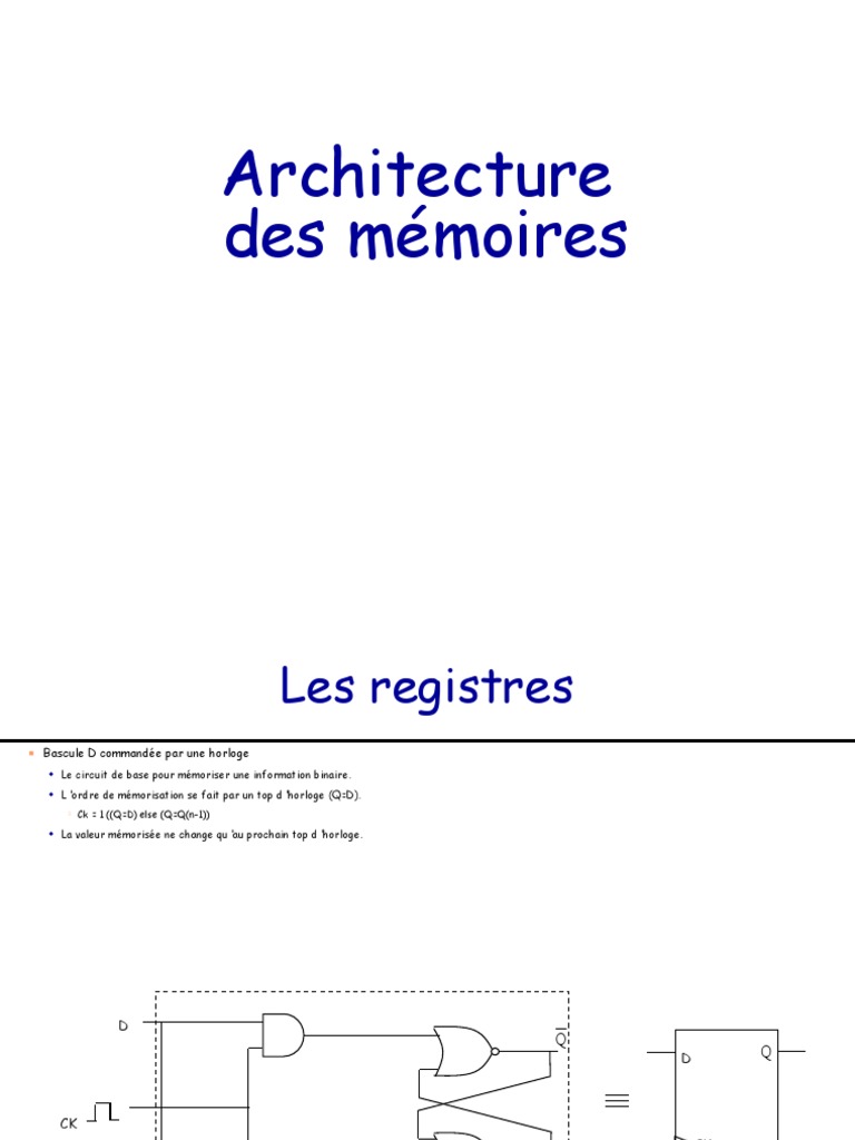 Architecture des mémoires et registres | PDF | Mémoire vive | Mémoire (informatique)