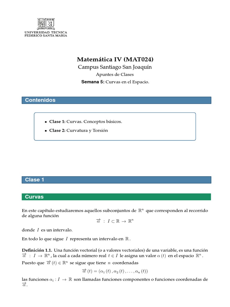 Apuntes Capítulo 2 Curvas. | PDF | Curva | Estructuras matemáticas