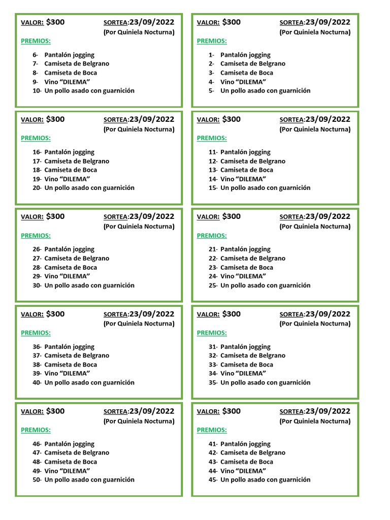 Numeros de Rifa | PDF