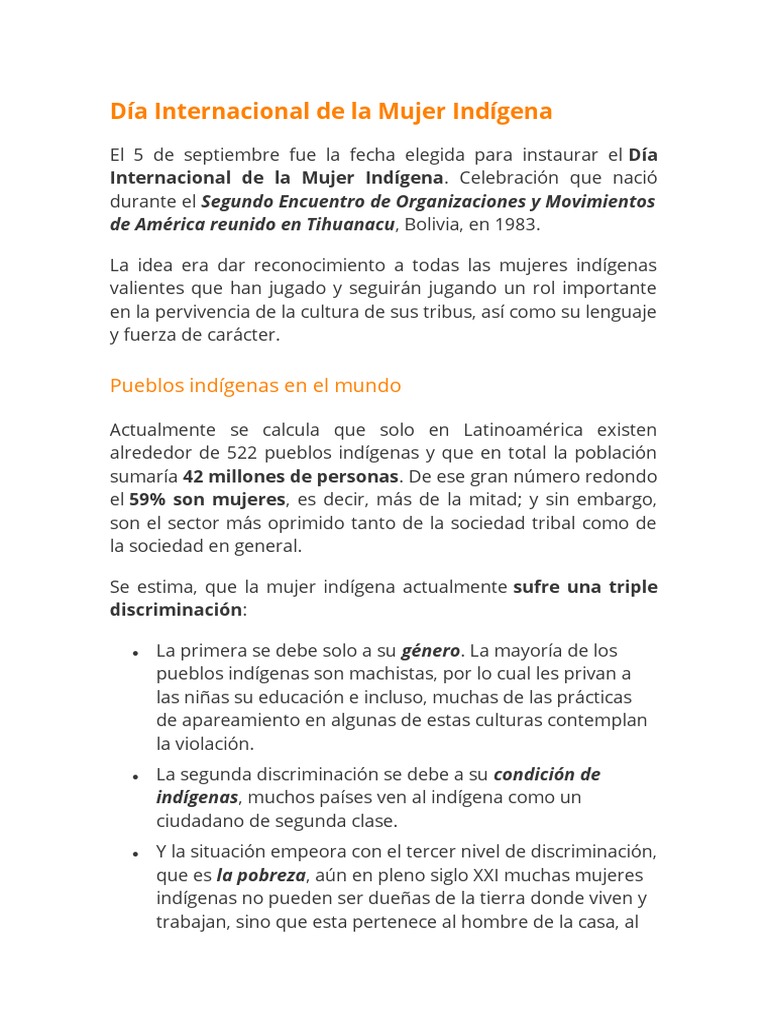Día Internacional de La Mujer Indígena | PDF