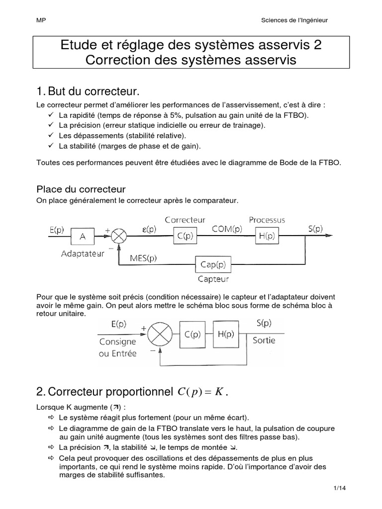 Cours Asservissement 2 - 2 | PDF | Automatisation | Régulation