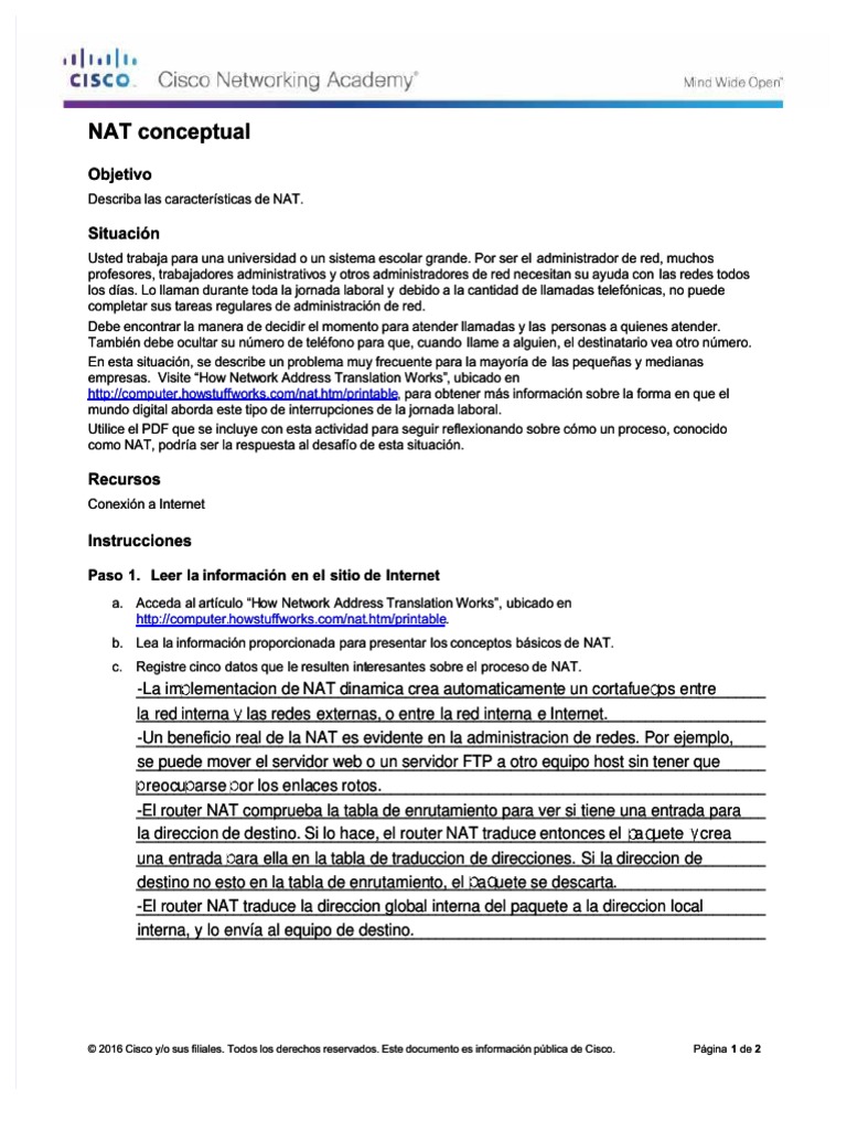 9.0.1.2 Conceptual NAT Instructions | PDF | Dirección IP | Enrutador ...