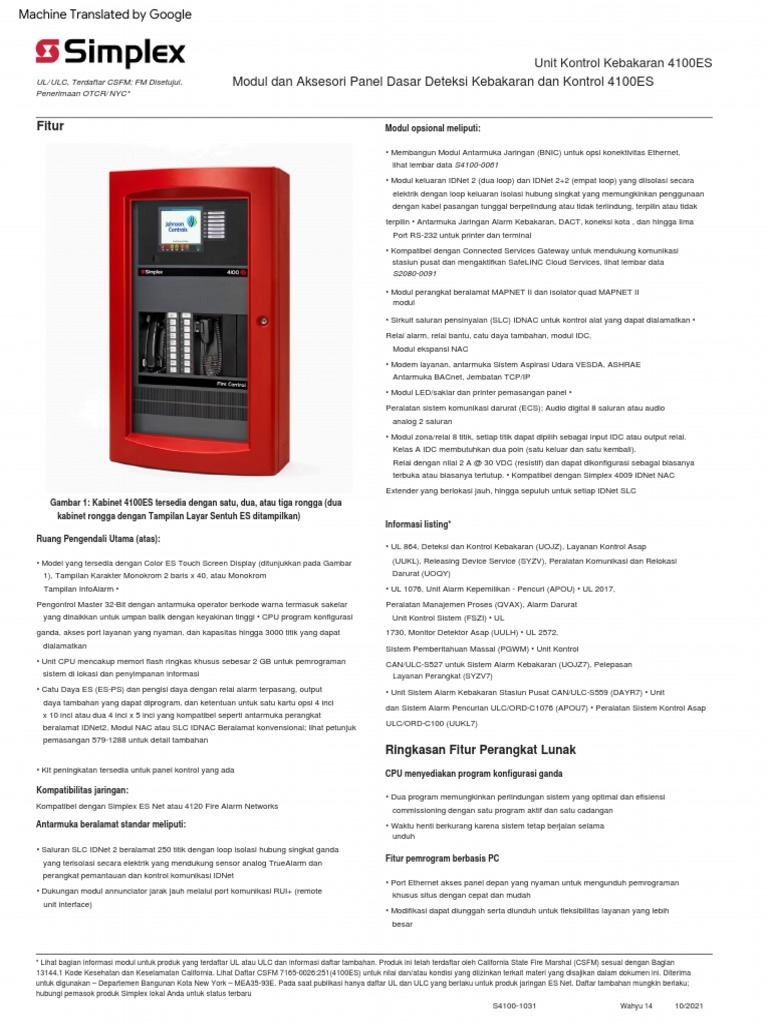 Unit Kontrol Kebakaran 4100ES Modul Dan Aksesori Panel Dasar Deteksi ...