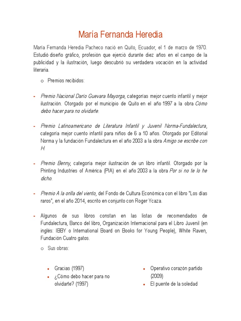 Biografía de María Fernanda Heredia | PDF