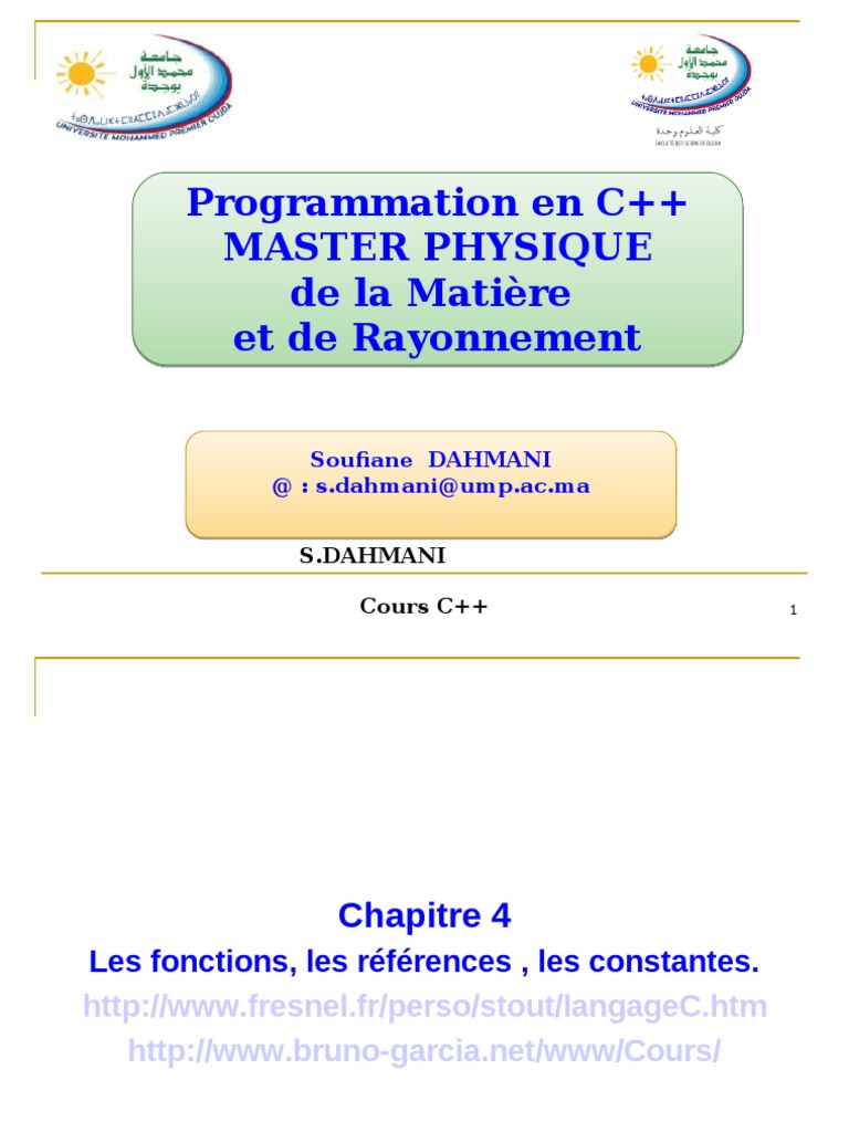 Cours C++ Chapitre4 2021 | PDF | Variable (informatique) | C