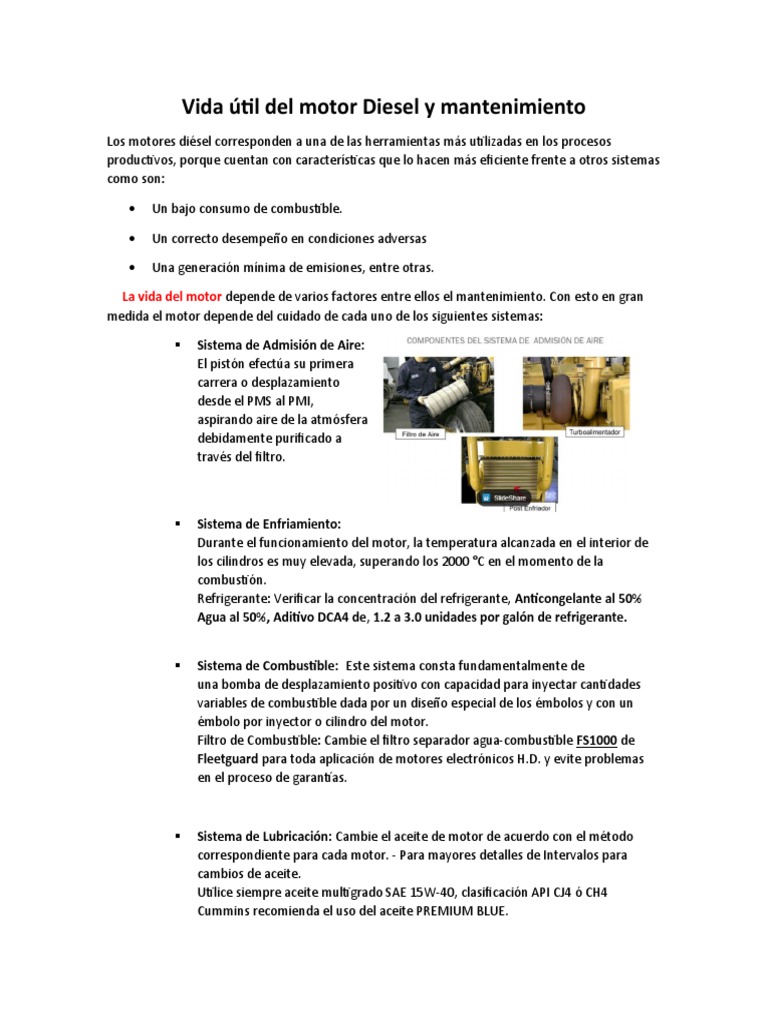 Vida Util de Motor Diesel | PDF