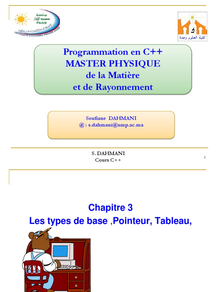 Cours C++ Chapitre3 | PDF | Pointeur (programmation) | Variable (informatique)