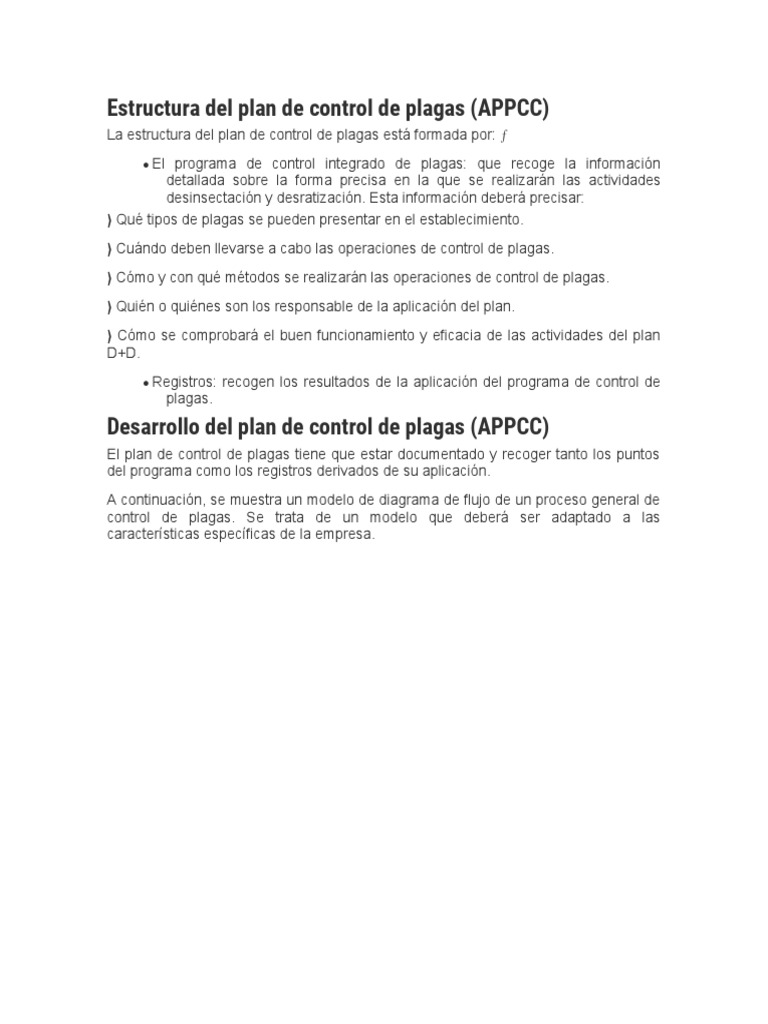 Estructura Del Plan de Control de Plagas | PDF | Análisis de Riesgo y Puntos Críticos de Control ...
