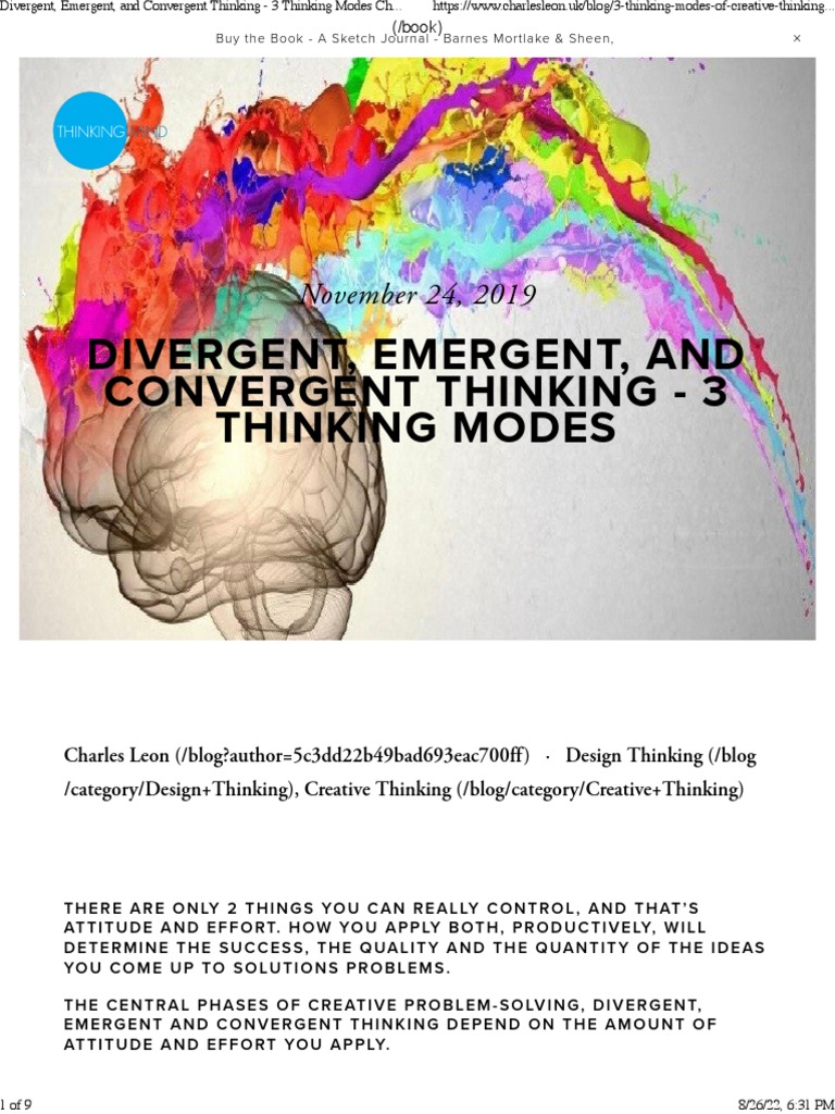 Divergent, Emergent, and Convergent Thinking - 3 Thinking Modes Charles Leon | PDF | Thought ...