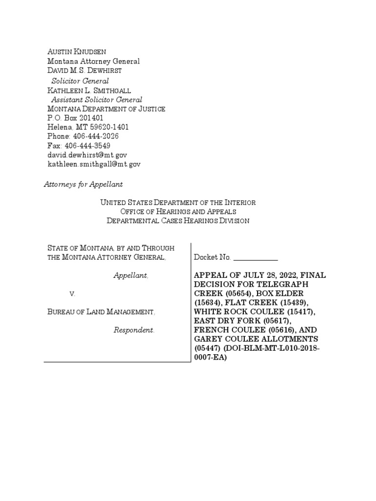 AG Knudsen Ask Panel To Overturn Bison Grazing Decision | PDF ...