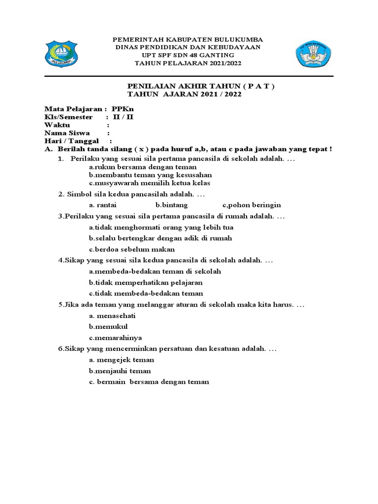 Kelas 2 PKN Pat | PDF