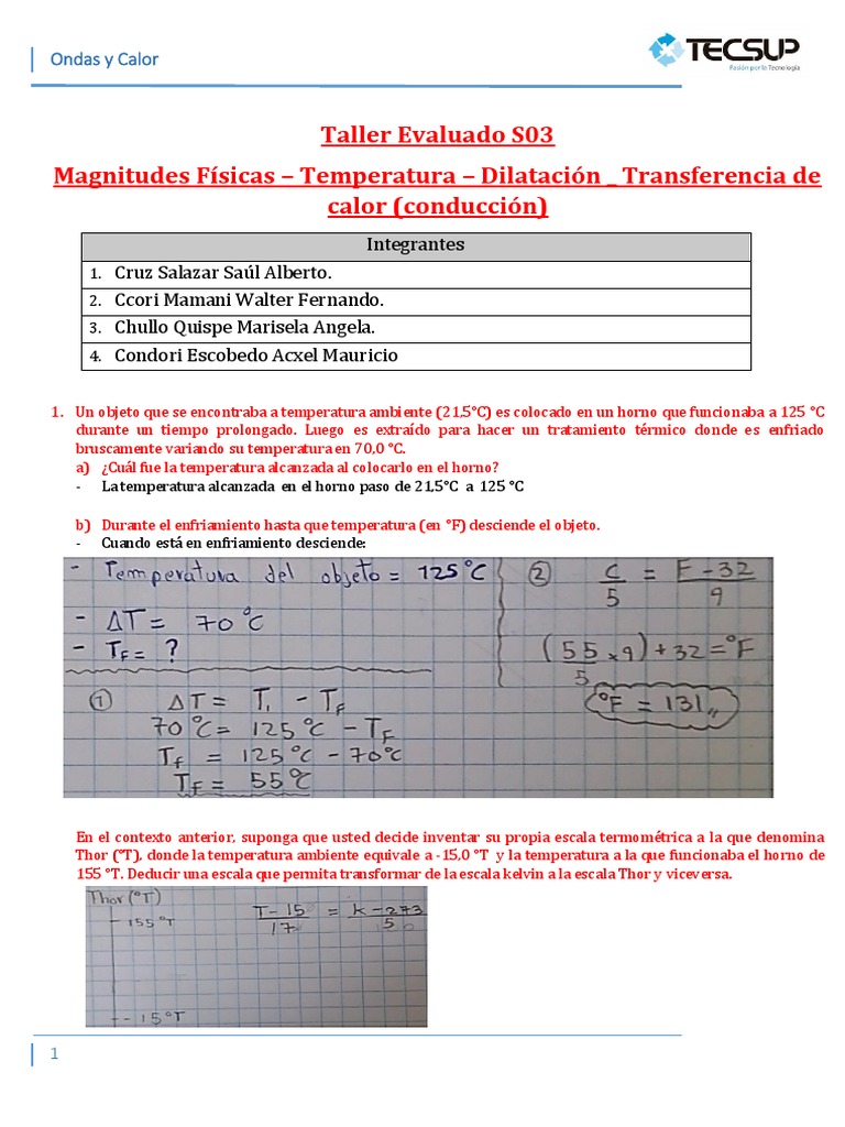 Taller Evaluado S03 - OC - 2021 - 2 GRUPO 2 | PDF | Temperatura | Calor