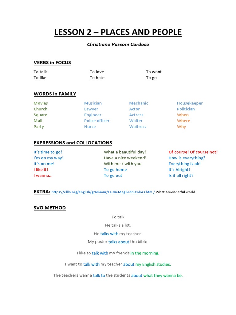 Lesson 2 - Places and People-1 | PDF