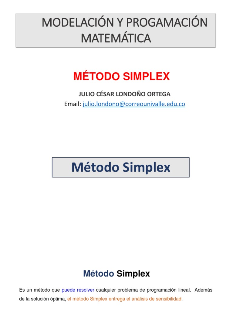 Aplicación del Método Simplex | PDF | Programación lineal | Lógica ...