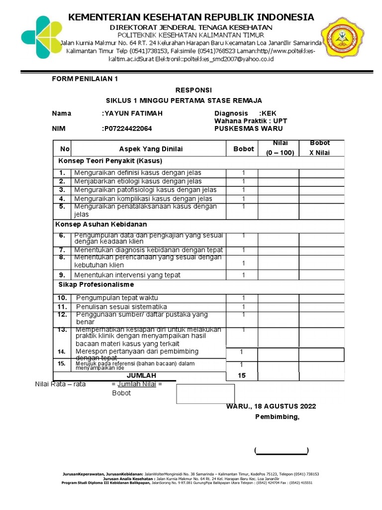 Form Penilaian Profesi | PDF
