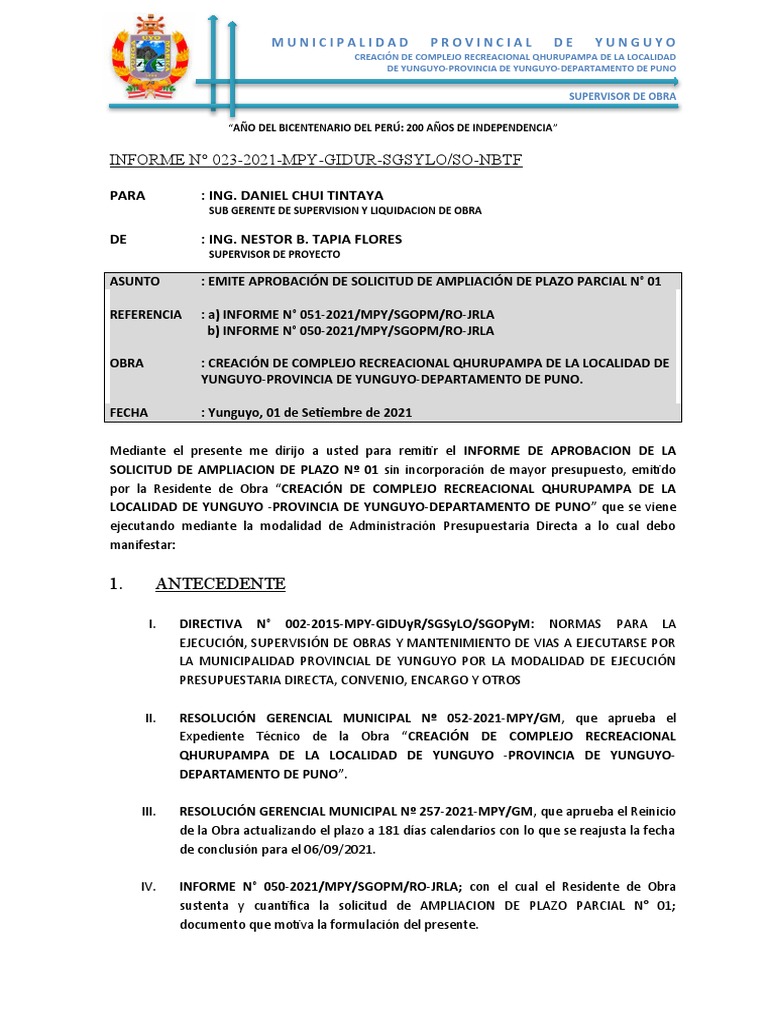 Ampliacion de Plazo | PDF | Economias