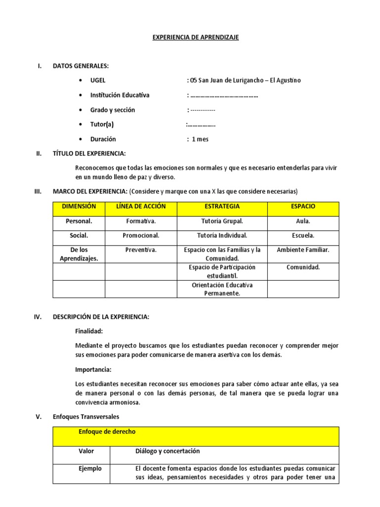 Modelo de Experiencia de Aprendizaje - Word | PDF | Las emociones | Aprendizaje