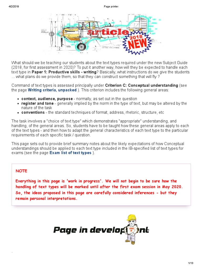 IB Text Types Description 2020 Guide PDF Essays Test Assessment 